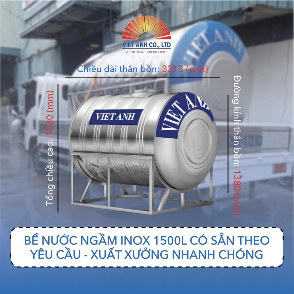 Bể nước ngầm inox 1500l có sẵn theo yêu cầu - xuất xưởng nhan chóng - Tấm inox , Cuộn inox, Ông ...